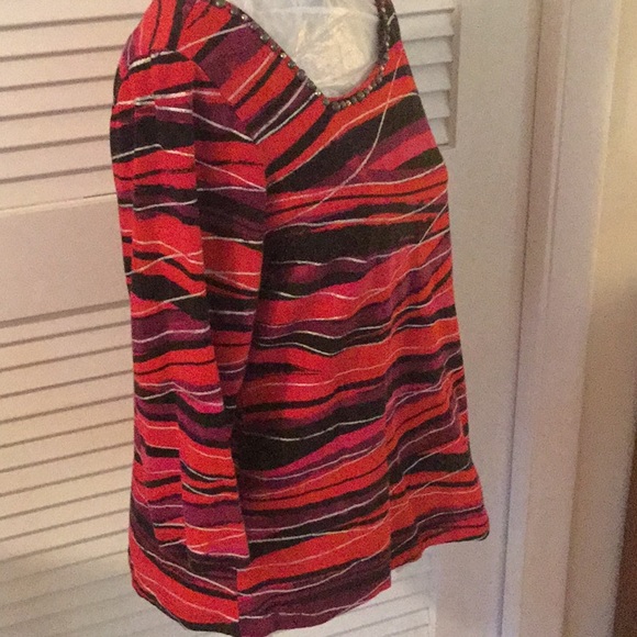 Ruby Rd. | Tops | Ruby Rd Red Black White Striped Shirt | Poshmark